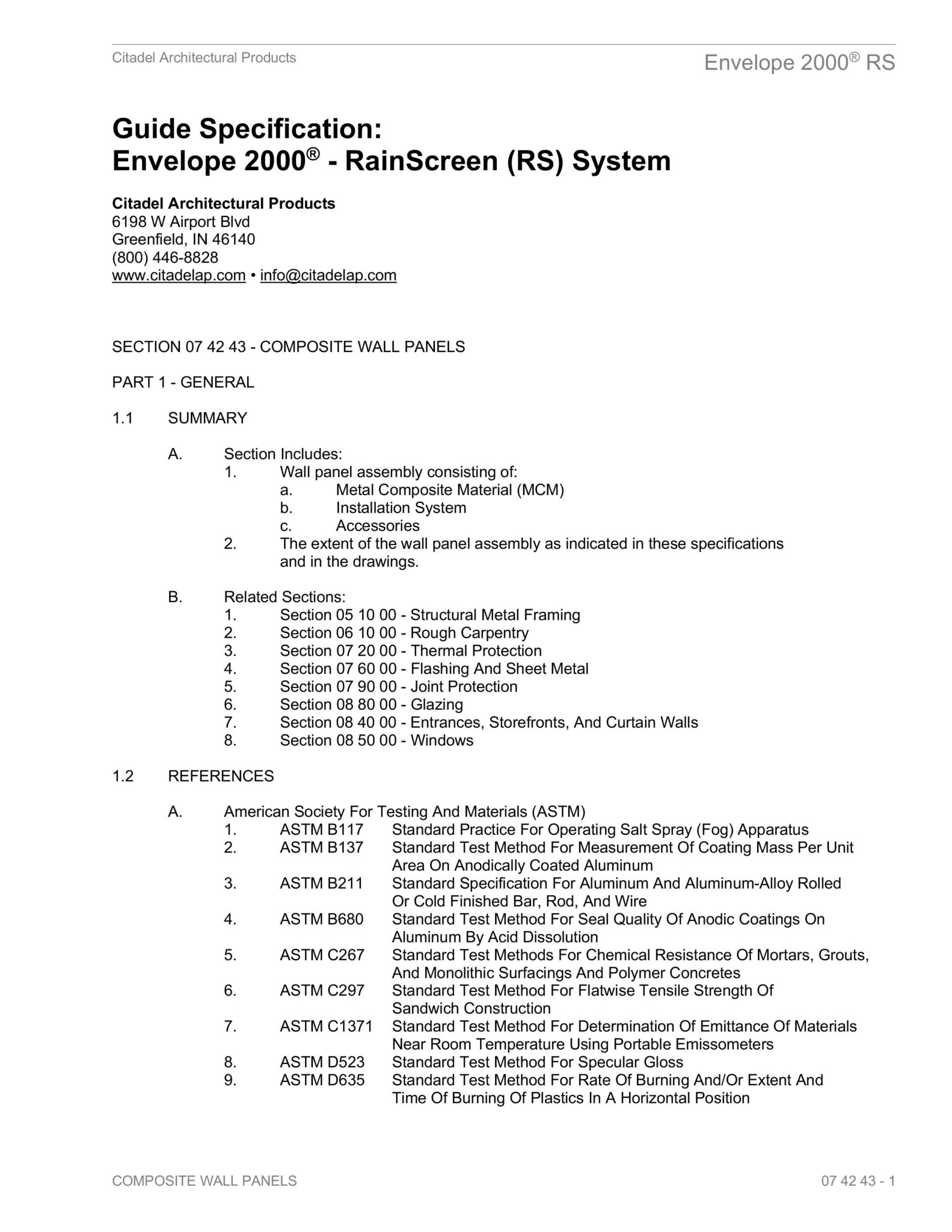 Envelope 2000® RainScreen (RS) - Citadel Architectural Products